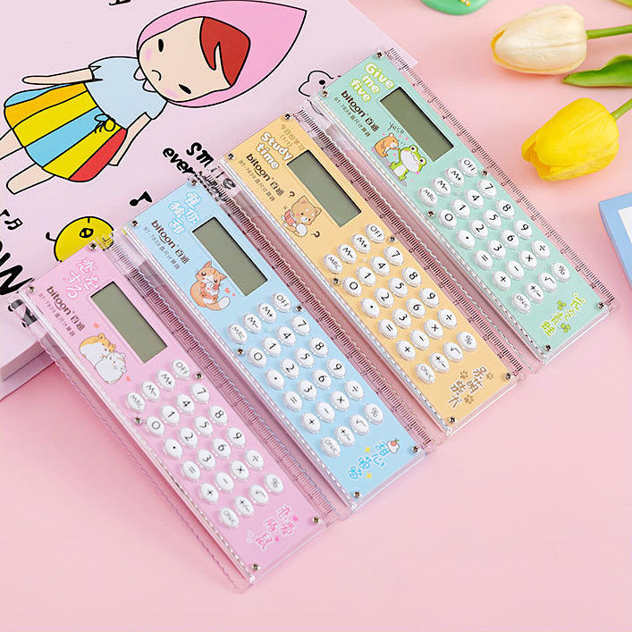 Bitoon Study Essential 2-in-1 Calculator Ruler – Kawaii Stationery Shop