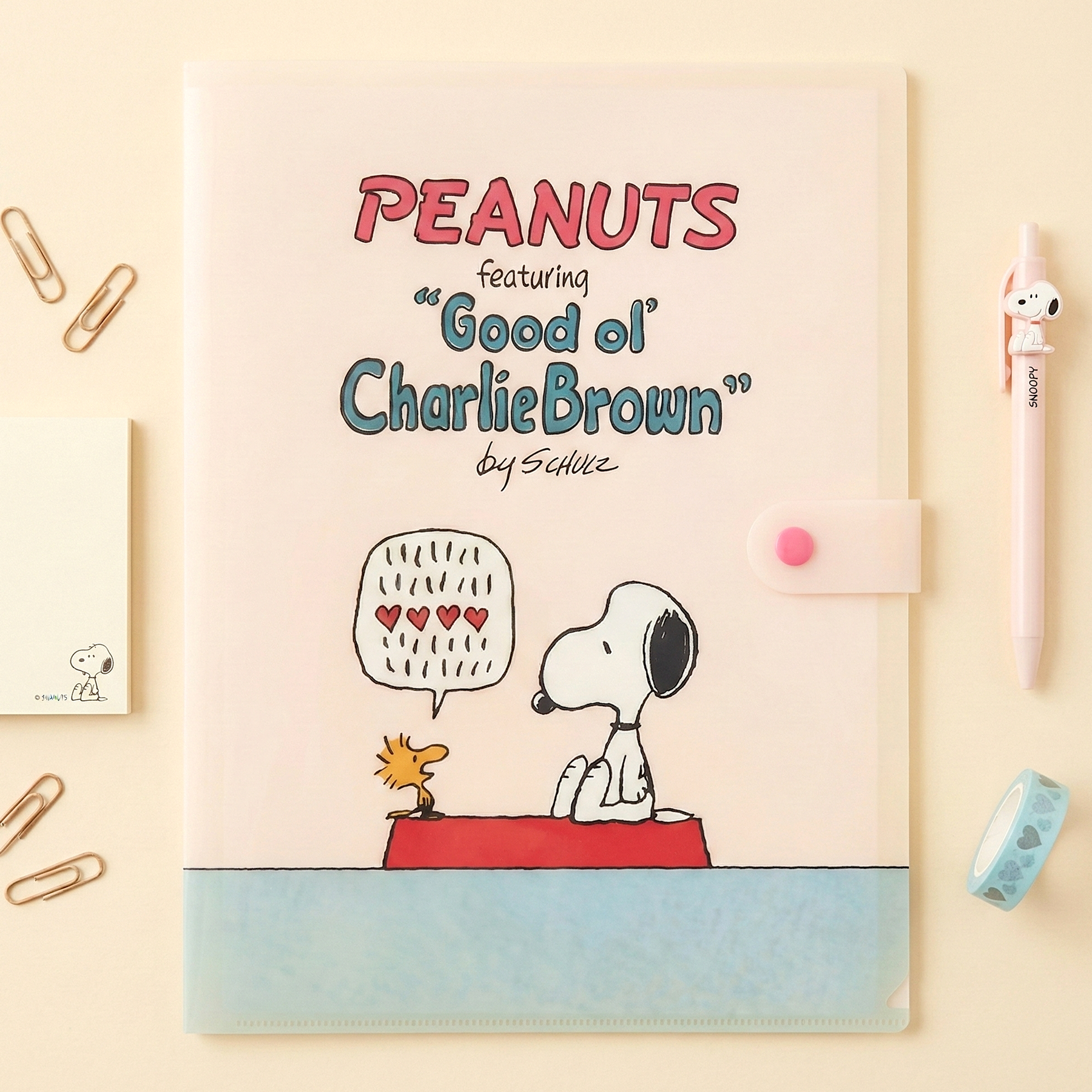 Peanuts Snoopy A4 Folder - Beige – Kawaii Stationery Shop