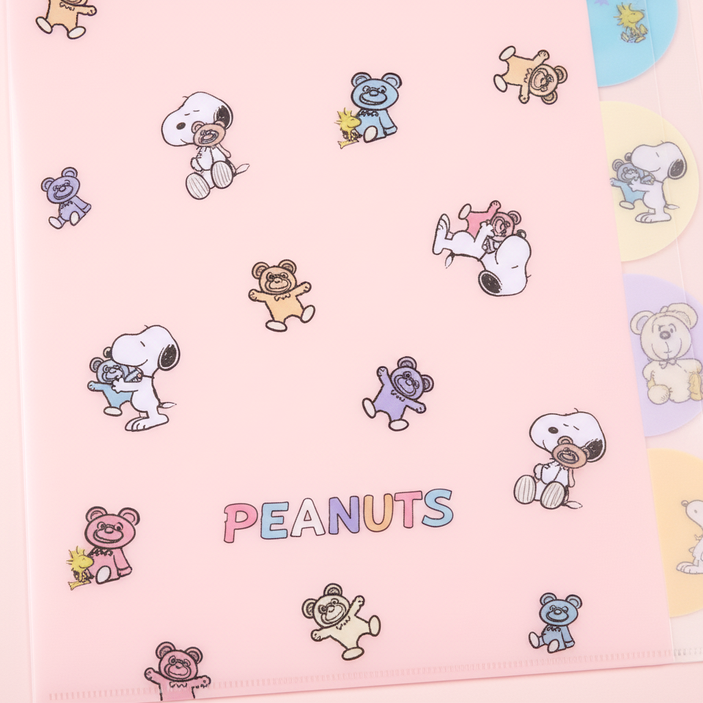 Peanuts Snoopy A4 Folder With Dividers - Snoopy & Cuddly Bears - Pink ...